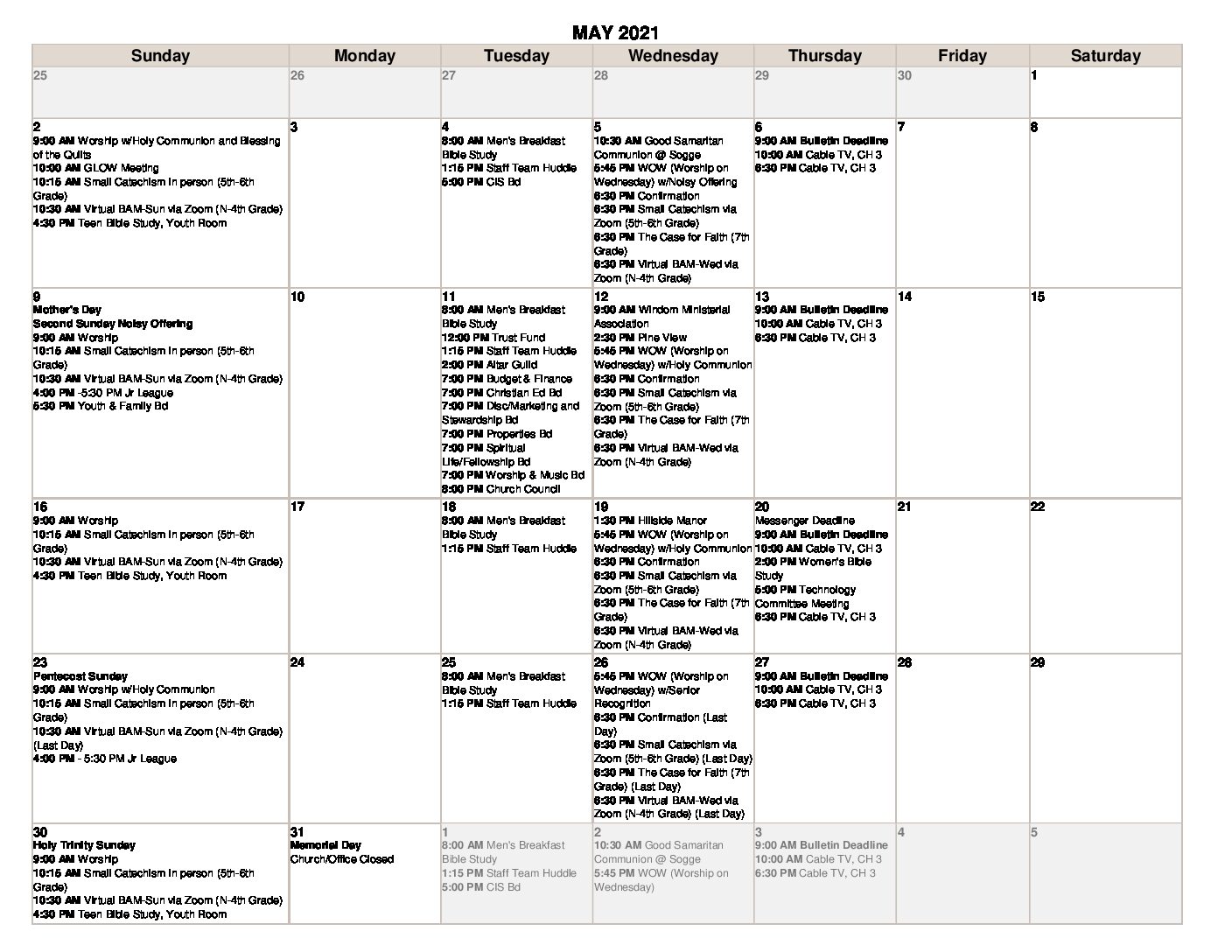 EVENTS - American Lutheran Church of Windom, MN